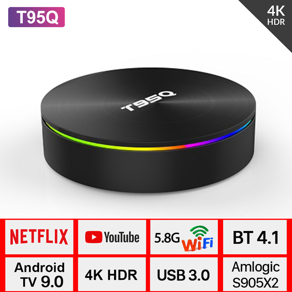 Android 9.0 TV Box T95Q Amlogic S905X2 flix iptv - leadcool