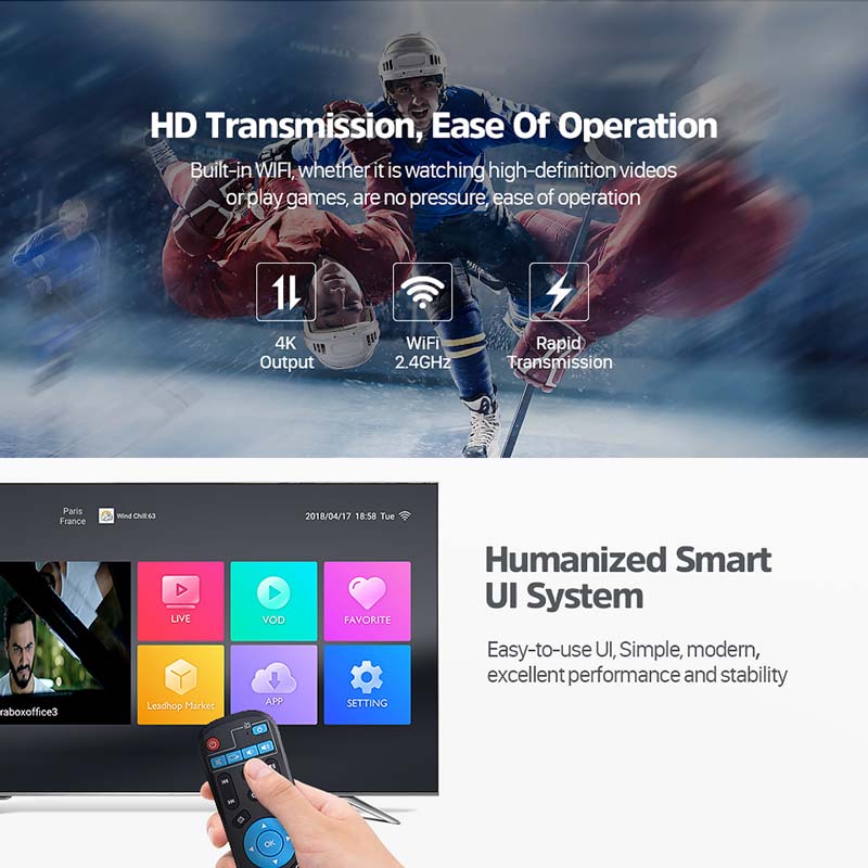 Q9 S905W Android TV Box Player 4K H.265 IPTV Box 1080P - leadcool
